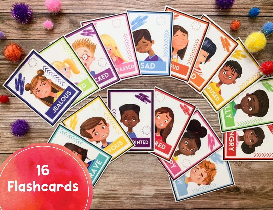 Feelings Flashcards, Kindergarten Flashcards, Montessori Learning, Kids ...