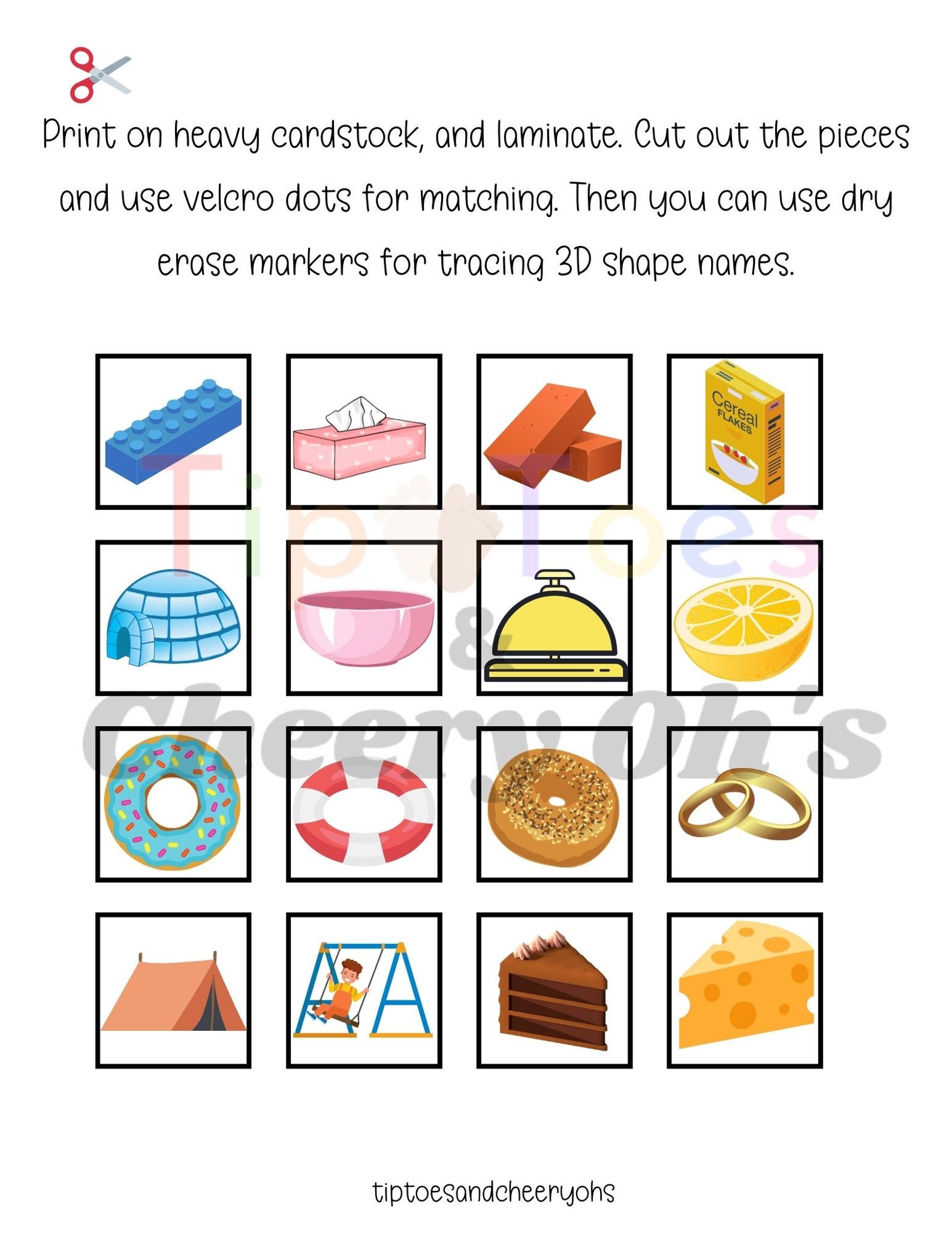 3D Shapes Matching, 3D Shape Activity, Geometric Shapes, 3D Shapes ...