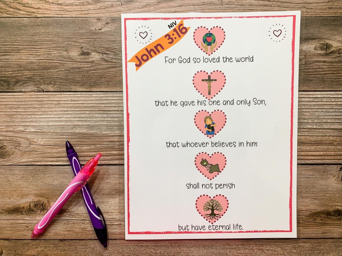John 3:16 the Gospel Bible Activity Homeschool Printable - Etsy