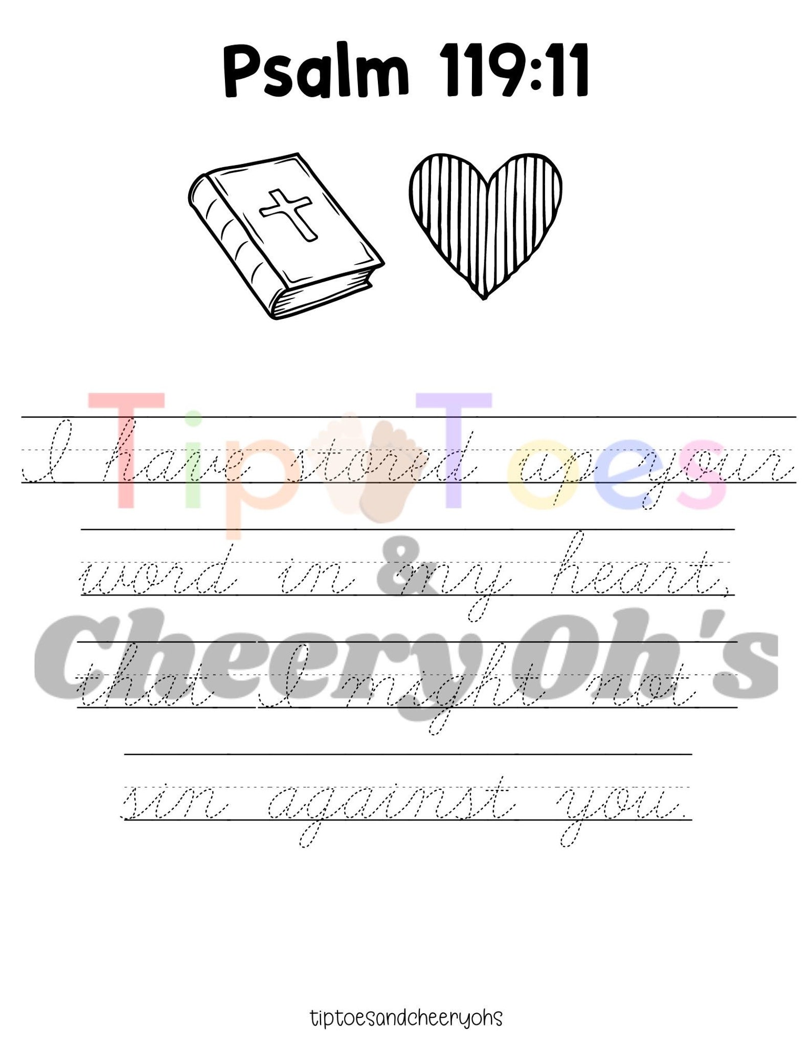 Psalm 119:11 Bible Activities for Kids Devotional Christian - Etsy