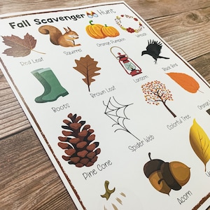 Kids Fall Activity, Fall Scavenger Hunt, Seek and Find Games, Autumn ...