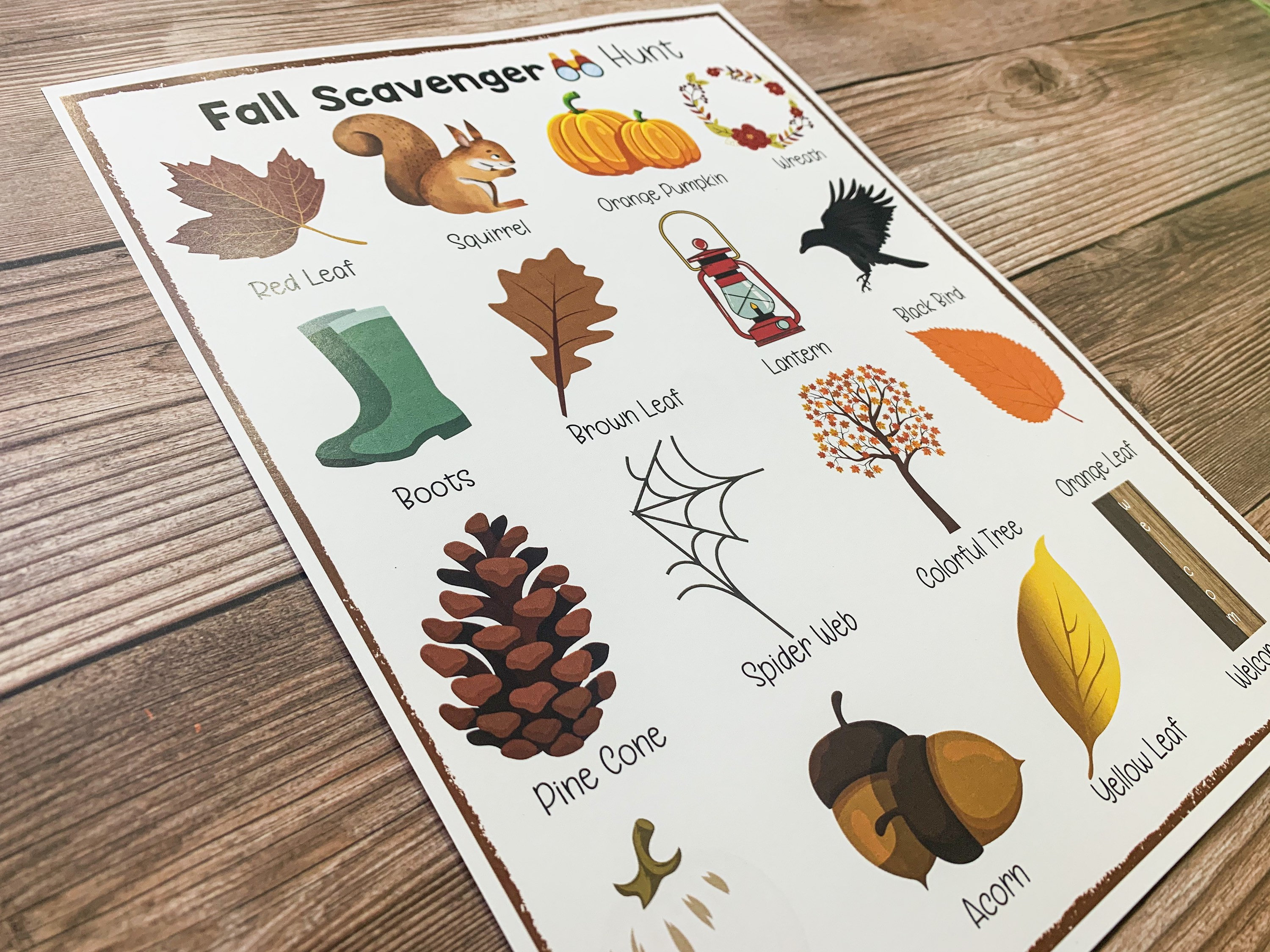 Kids Fall Activity, Fall Scavenger Hunt, Seek and Find Games, Autumn ...