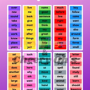 Fry's 2nd 100 Sight Words, Sight Words Chart, Sight Words for ...