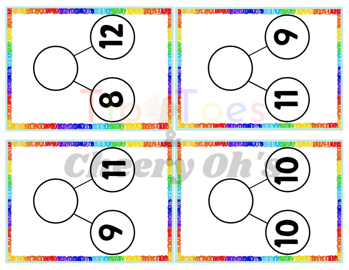 Number Bond Flashcards Number Bond Fact Families Math - Etsy