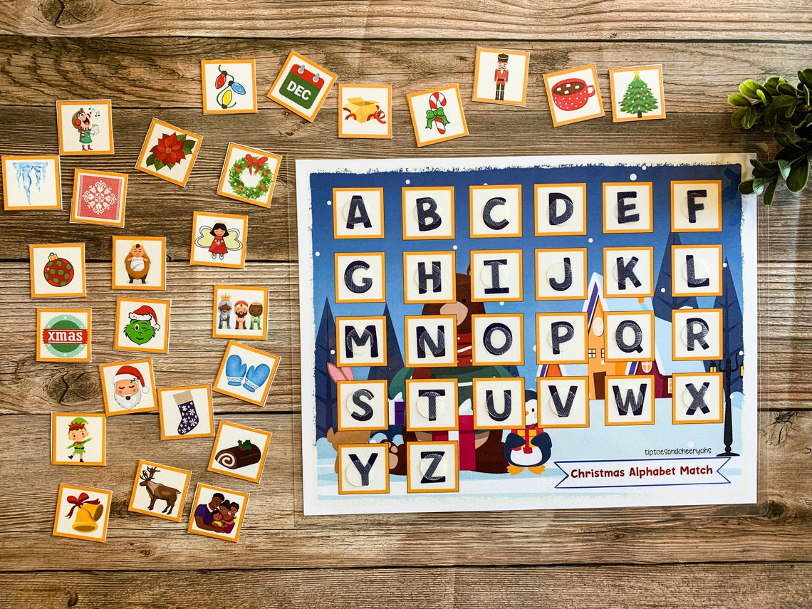 Printable Christmas Alphabet Game Beginning Sounds Letter - Etsy