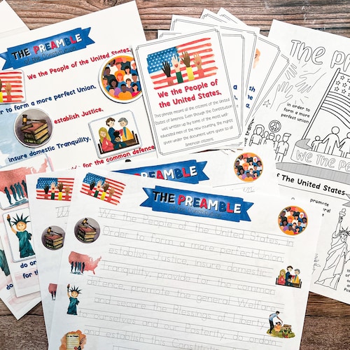 The Preamble for Kids Printable U.S. Constitution Preamble - Etsy