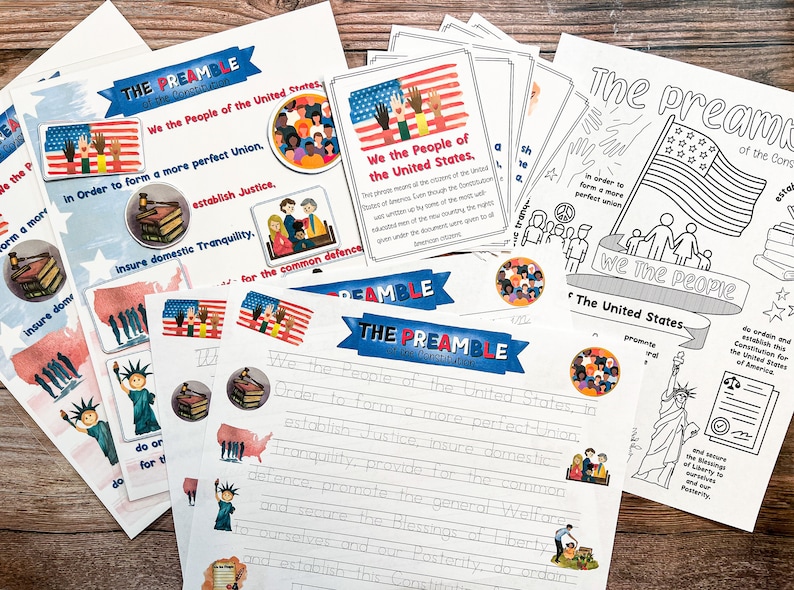 The Preamble for Kids Printable U.S. Constitution Preamble - Etsy