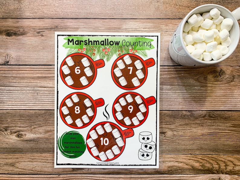 Christmas Activities, Marshmallow Counting Game, Christmas Printable ...