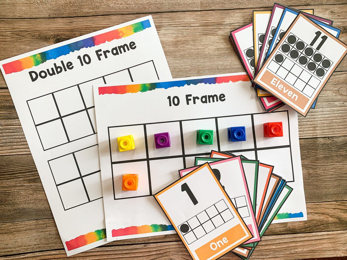 Ten Frame Flash Cards, Ten Frame Counting, Math Printable, Ten Frame ...