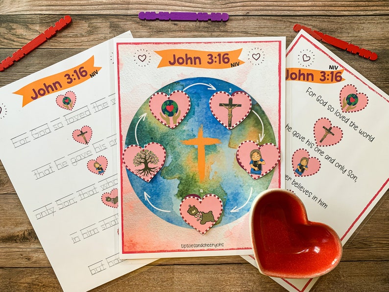 John 3:16, the Gospel, Bible Activity, Homeschool Printable, Bible ...