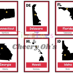 States and Capitals Flashcards, United States Flashcards, Homeschool ...