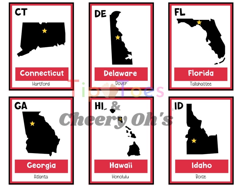 States and Capitals Flashcards, United States Flashcards, Homeschool ...