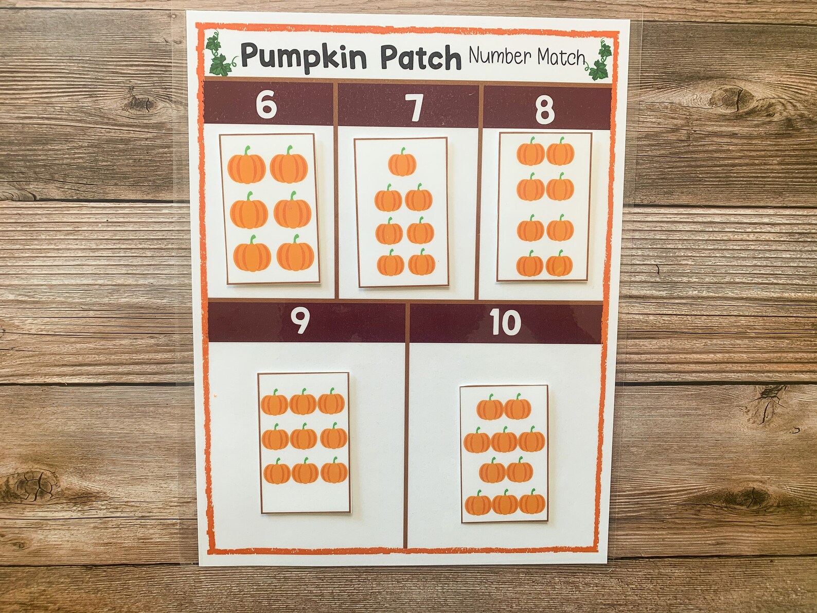 Kids Fall Activity Pumpkin Patch Game Number Matching - Etsy