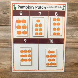 Kids Fall Activity, Pumpkin Patch Game, Number Matching Worksheet ...