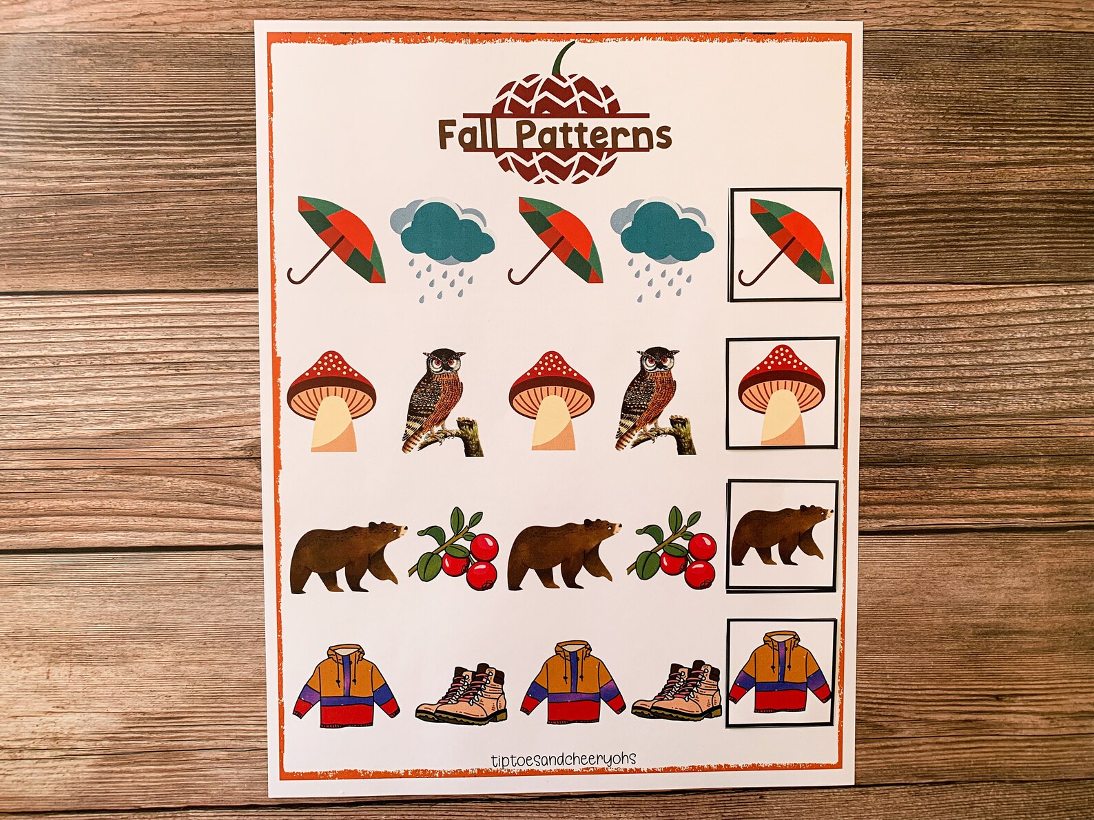 Pattern Matching Game, Kids Fall Patterns Activity, Fall Learning ...