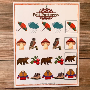 Pattern Matching Game, Kids Fall Patterns Activity, Fall Learning ...