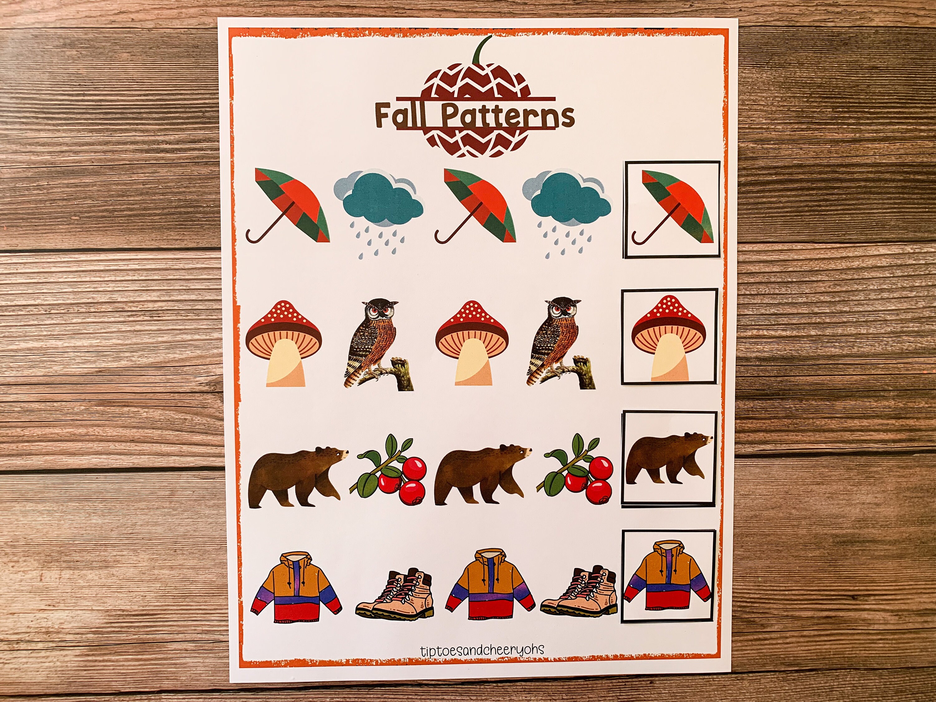Pattern Matching Game, Kids Fall Patterns Activity, Fall Learning ...