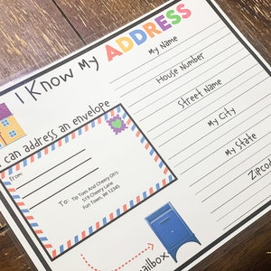 Learn My Address Printable Kids Address Activity Printable | Etsy
