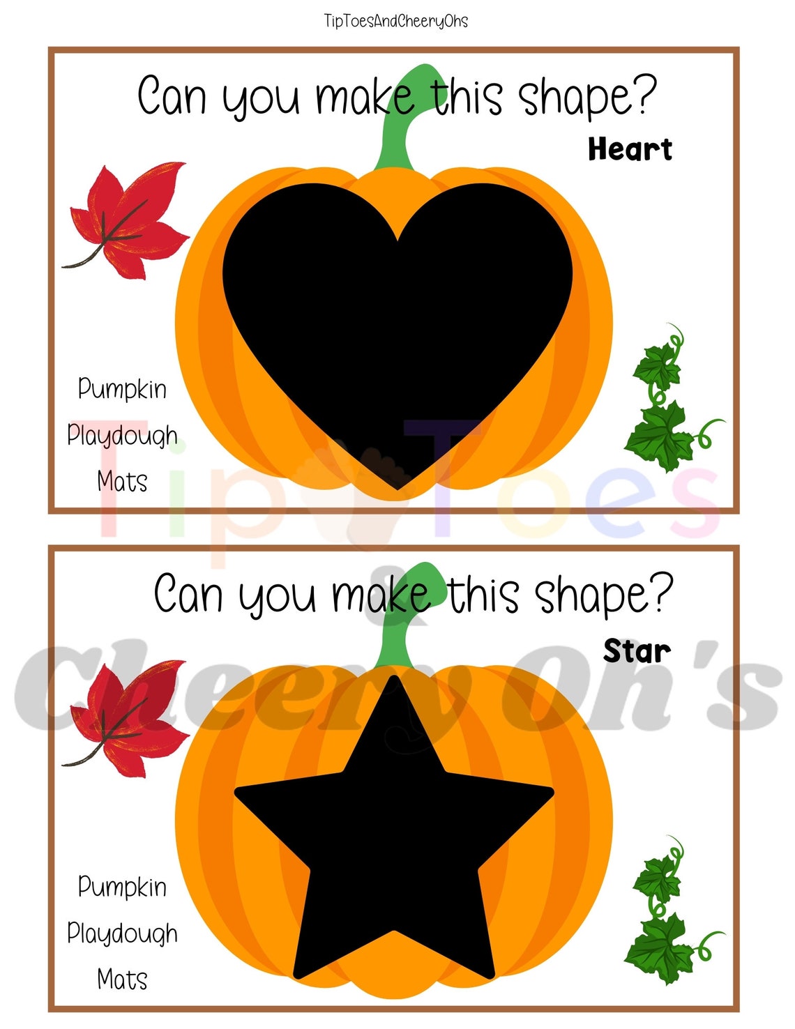 Playdough Shape Mats Fall Learning Printable Playdough Mats | Etsy