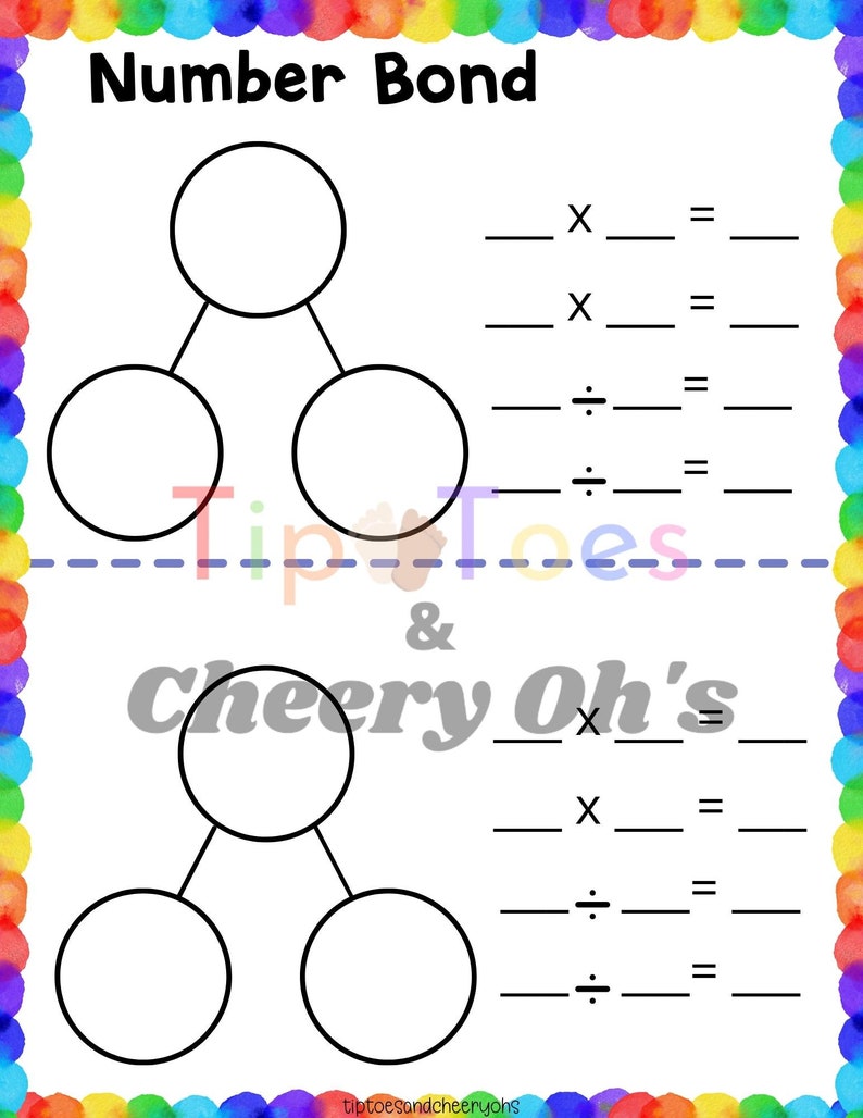 Number Bond Fact Families Number Bond Worksheet Math - Etsy