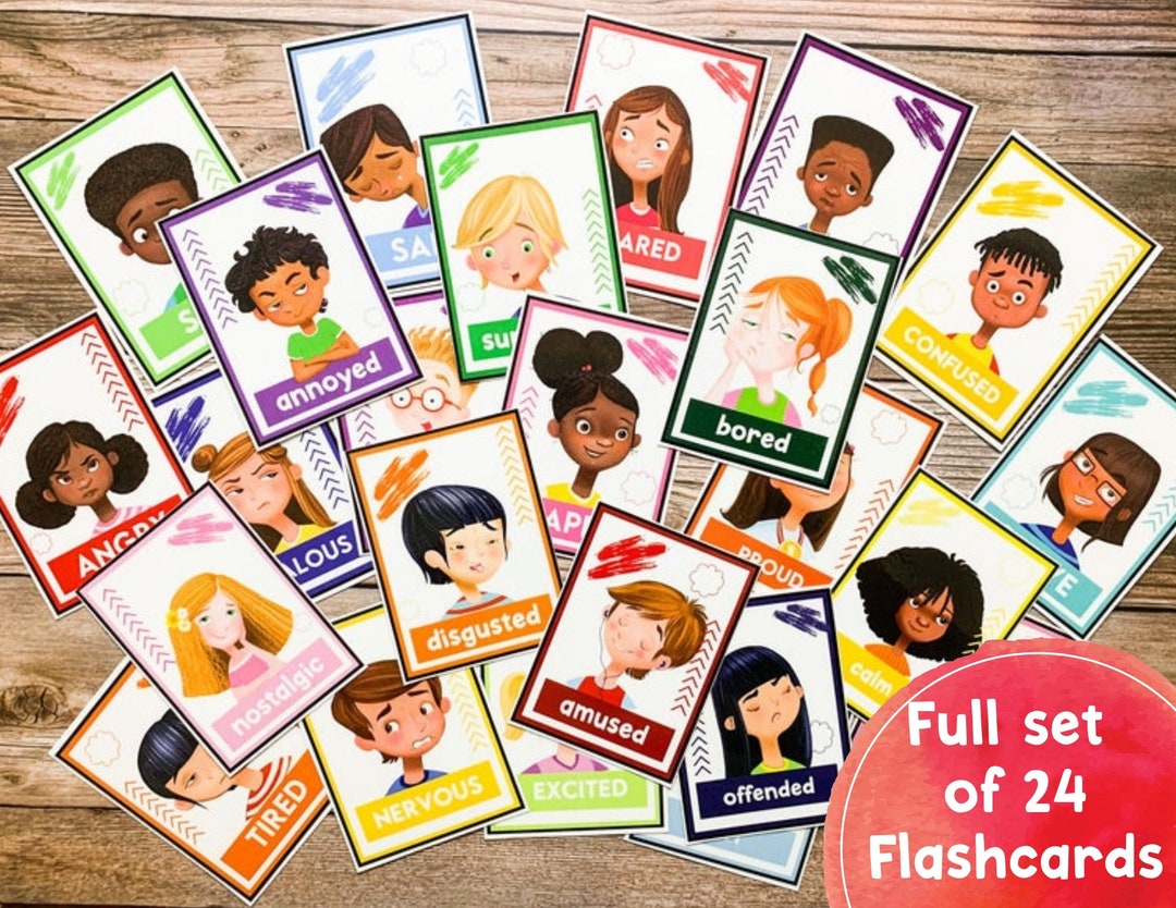 Kids Feelings Flashcards, Emotions Flashcards, Montessori Learning ...