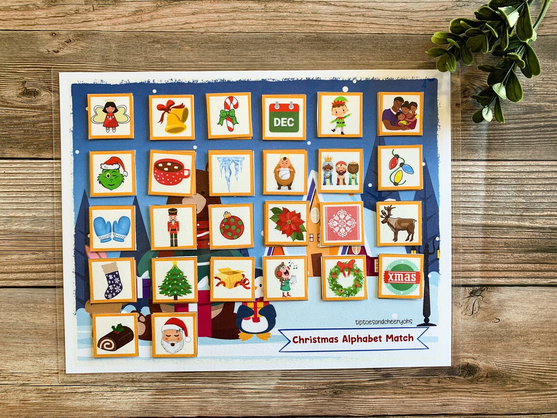 Printable Christmas Alphabet Game Beginning Sounds Letter - Etsy