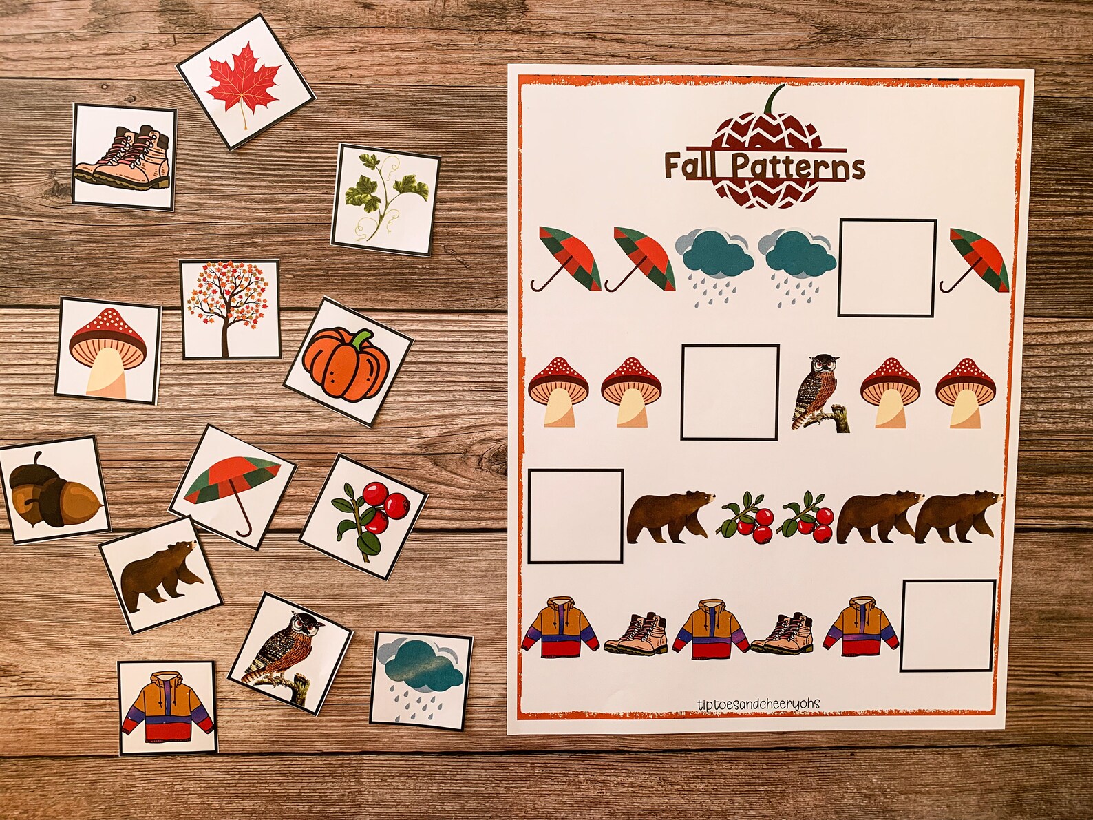 Pattern Matching Game, Kids Fall Patterns Activity, Fall Learning ...