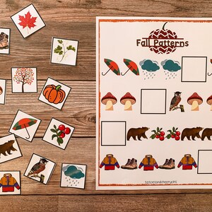 Pattern Matching Game, Kids Fall Patterns Activity, Fall Learning ...