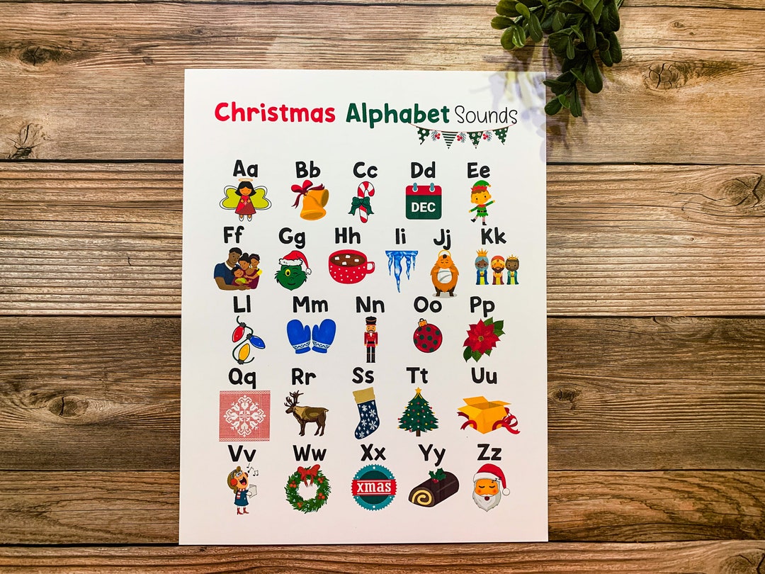 Christmas Alphabet Chart, Letter Sounds, Christmas Learning Poster ...