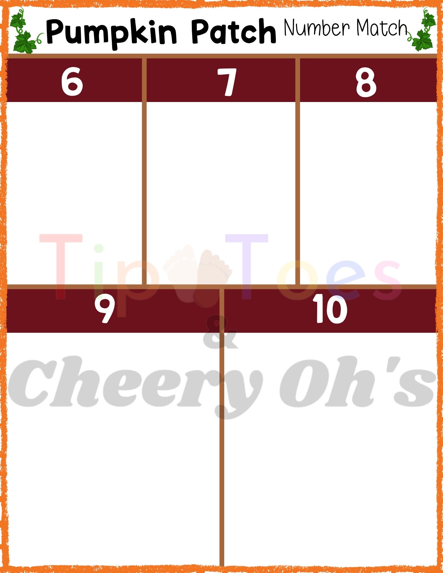 Kids Fall Activity Pumpkin Patch Game Number Matching - Etsy