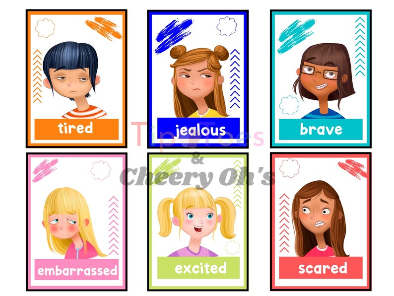 Kids Feelings Flashcards Emotions Flashcards Montessori - Etsy