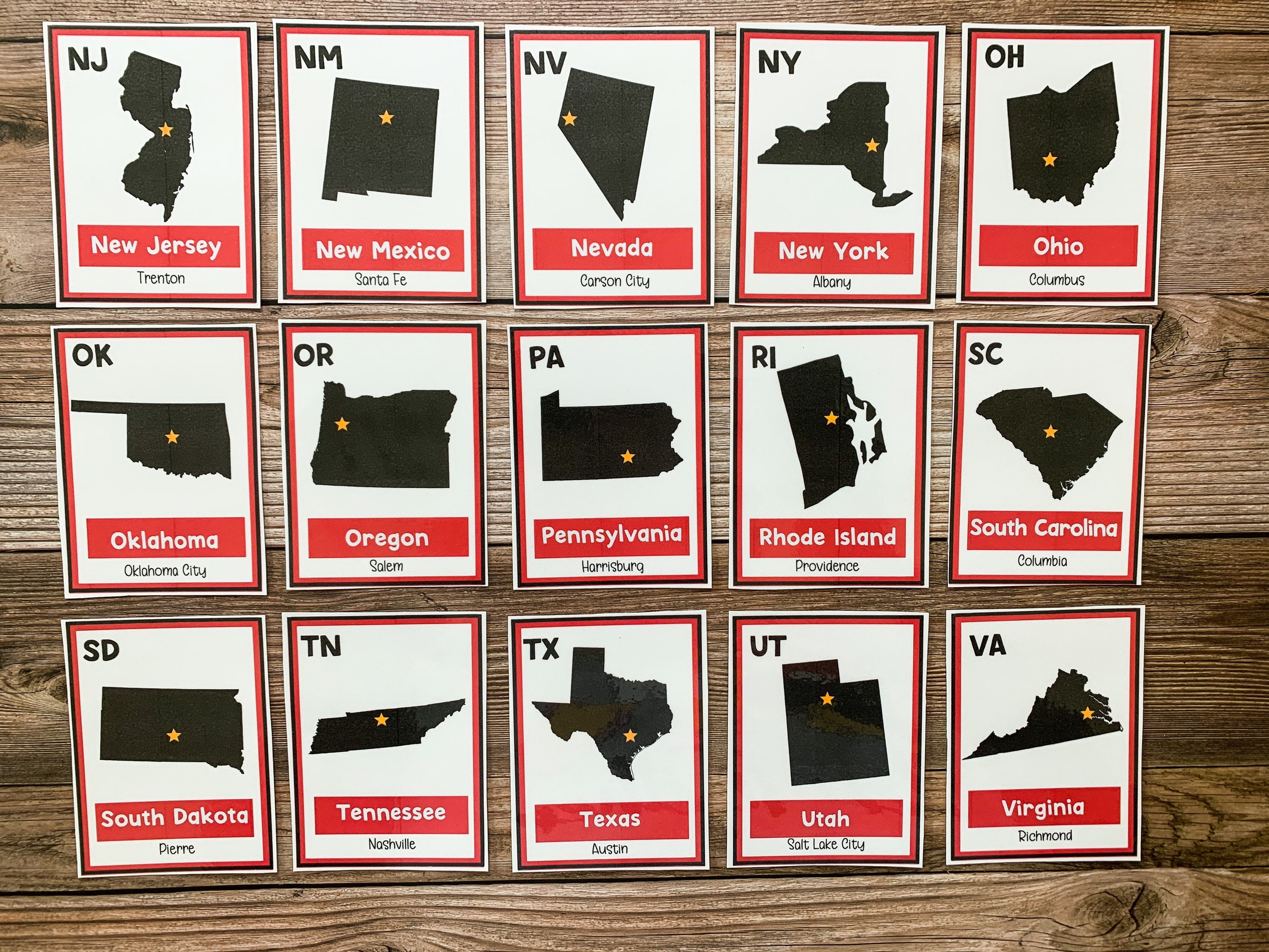 States and Capitals Flashcards, United States Flashcards, Homeschool ...