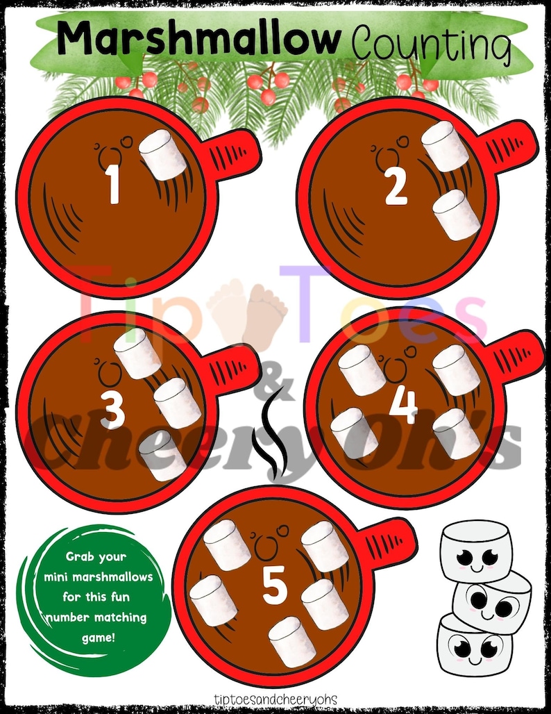 Christmas Activities, Marshmallow Counting Game, Christmas Printable ...