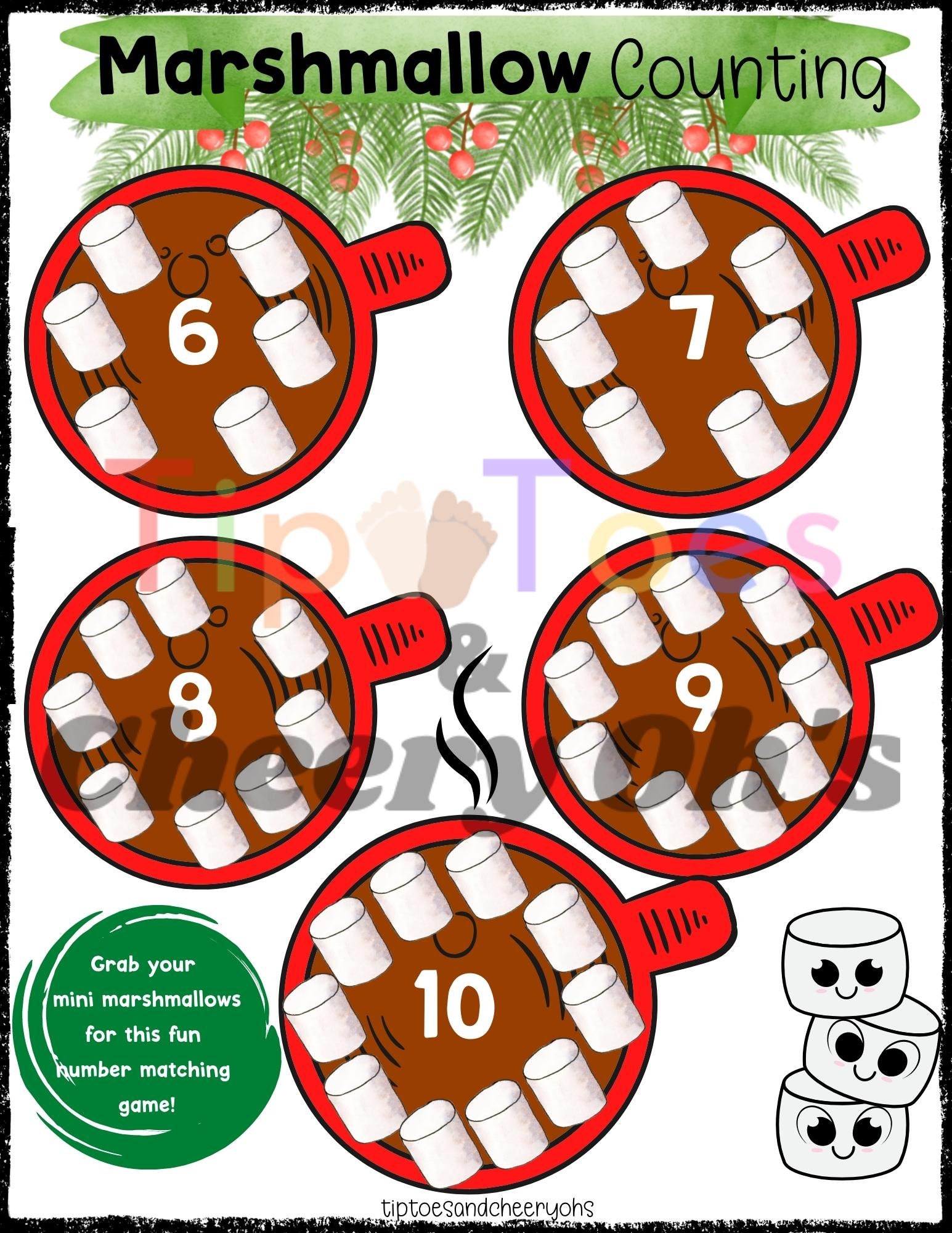 Christmas Activities, Marshmallow Counting Game, Christmas Printable ...
