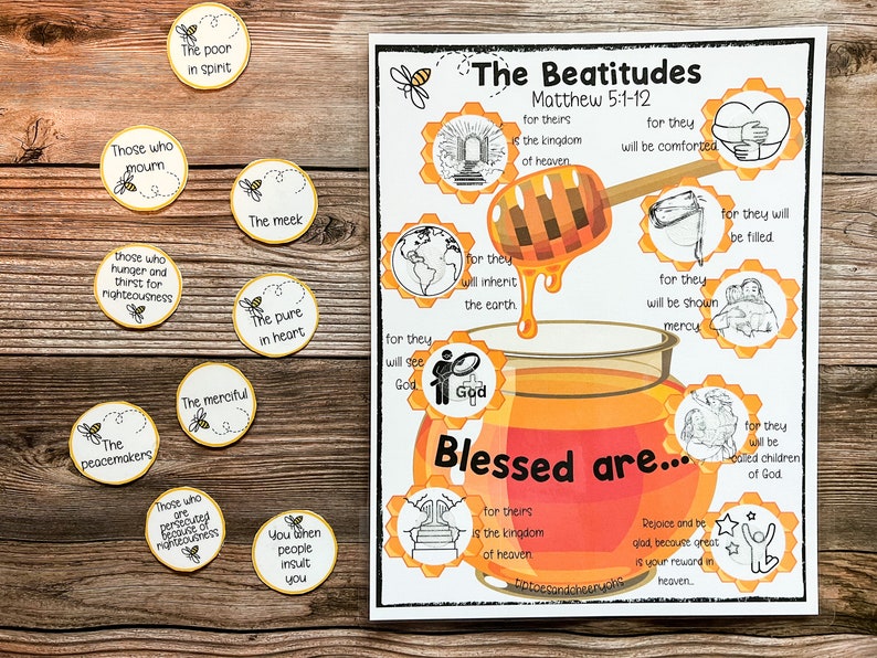 The Beatitudes, Homeschool Printable, Kids Bible Activity, Sunday ...