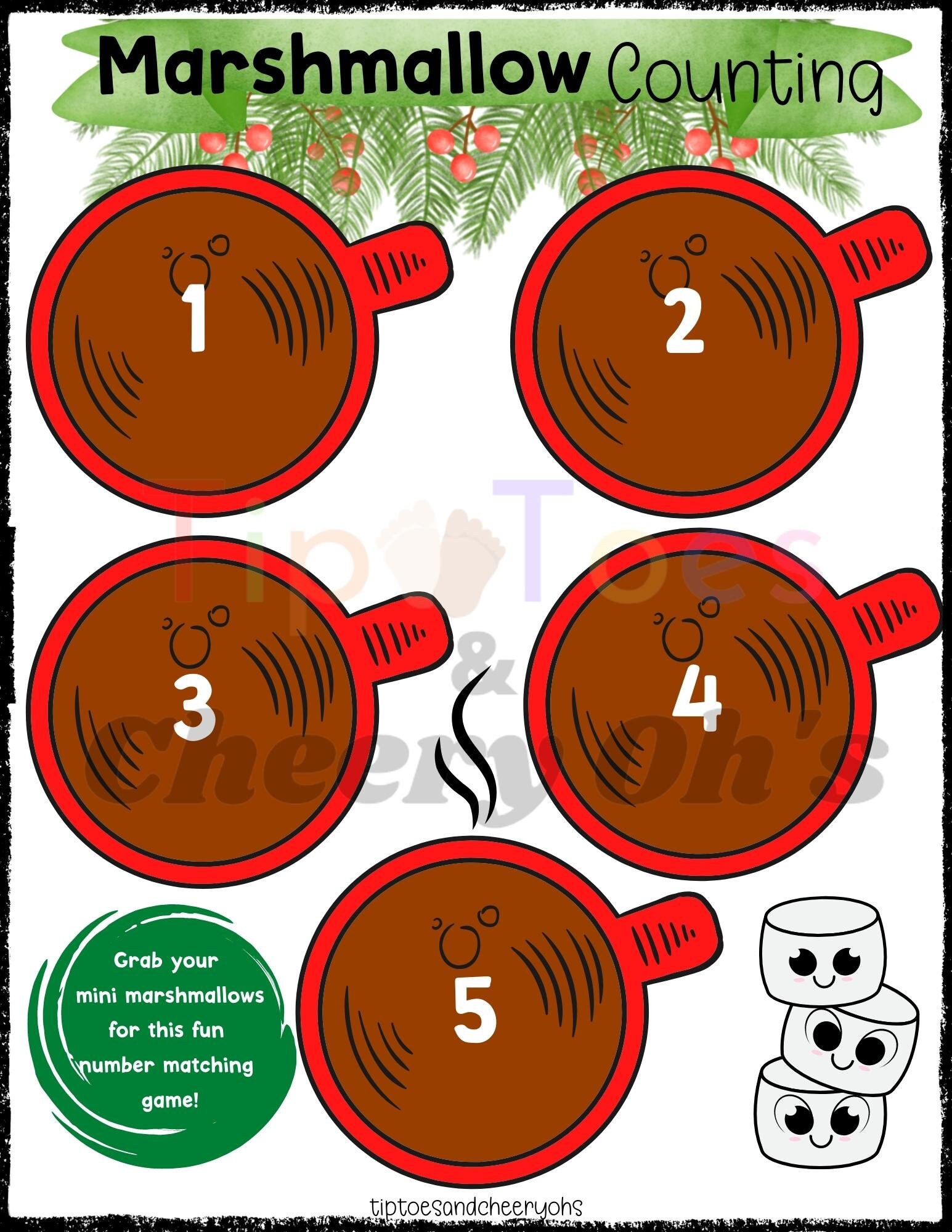 Christmas Activities, Marshmallow Counting Game, Christmas Printable ...