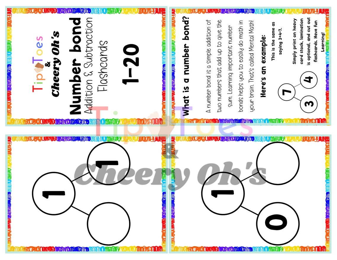 Number Bond Flashcards Number Bond Fact Families Math - Etsy