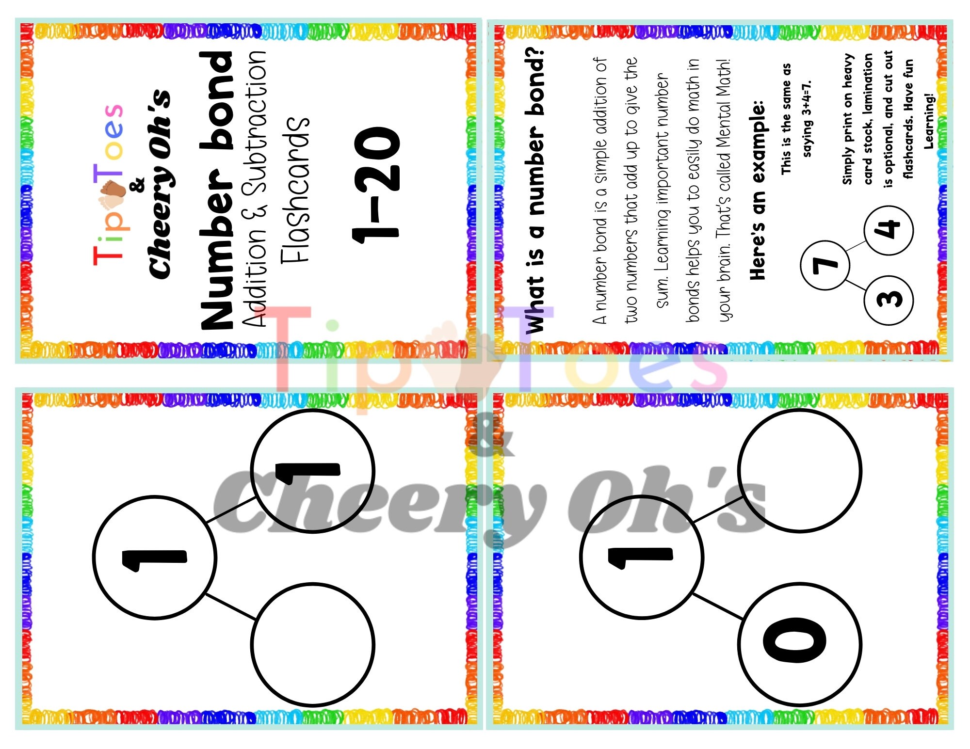 Number Bond Flashcards Number Bond Fact Families Math - Etsy