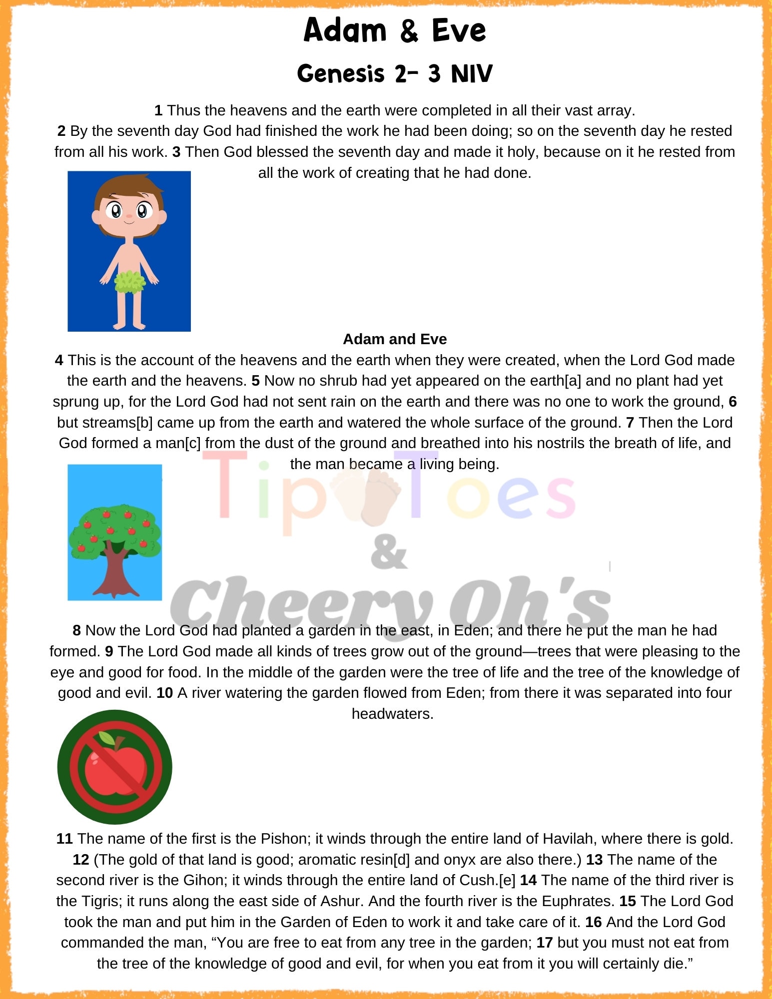 Adam and Eve Bible Activity Homeschool Printable Garden of - Etsy