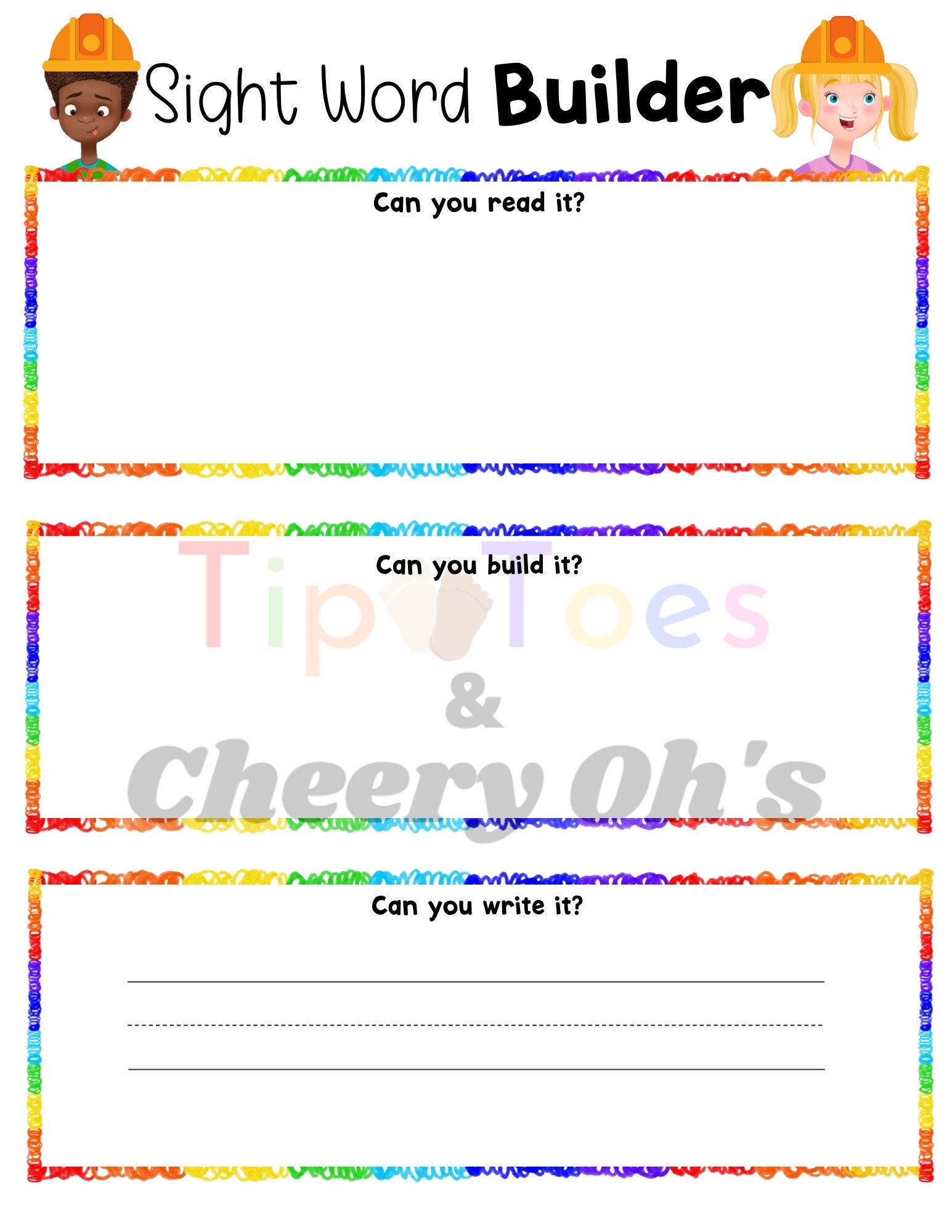 Sight Word Builder, Sight Word Recognition, Fry's 100 Sight Word List ...