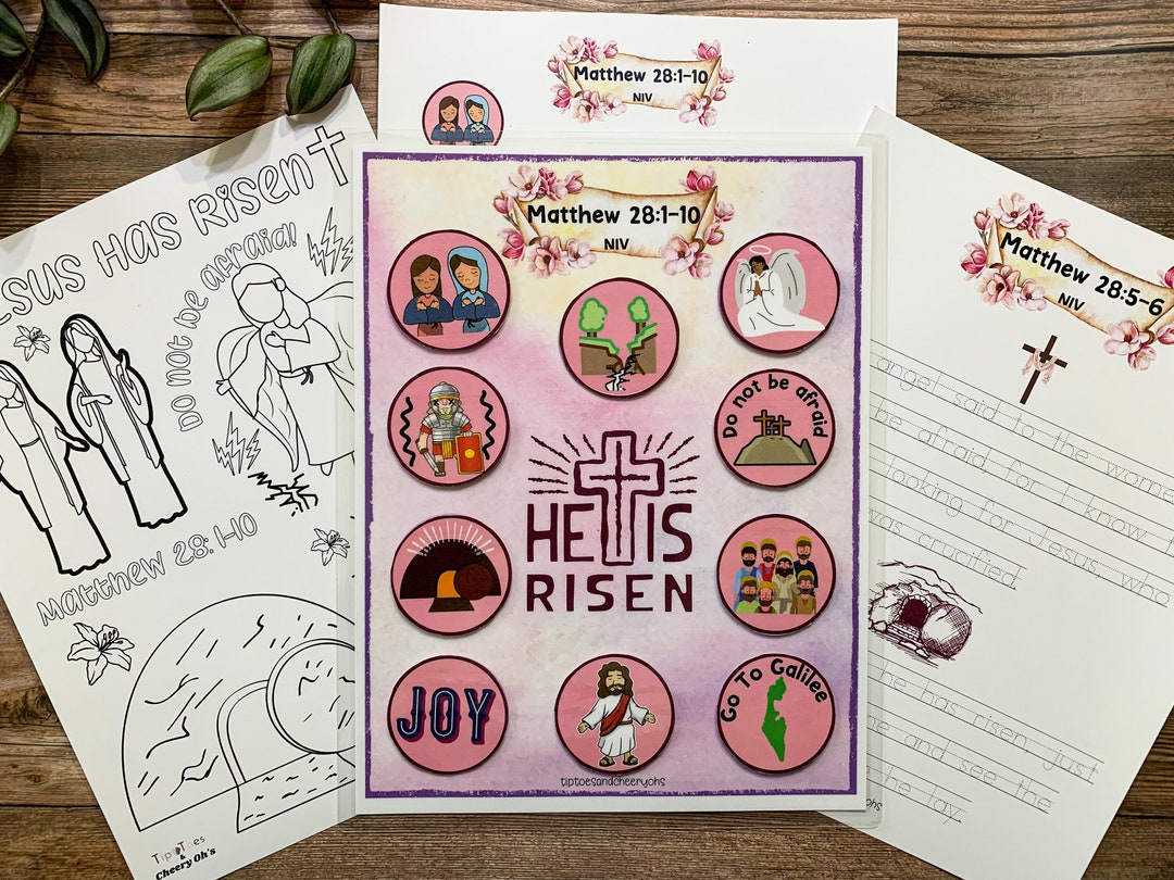 He is Risen, Bible Activity, Homeschool Printable, Bible Verse, Easter ...
