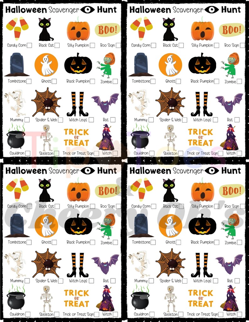 Halloween Scavenger Hunt, Kids Fall Activity, Seek and Find Games ...