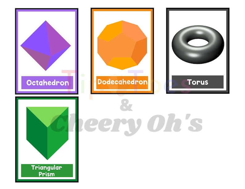 3D Shapes Flashcards Shape Flashcards Homeschool 3D Shapes - Etsy