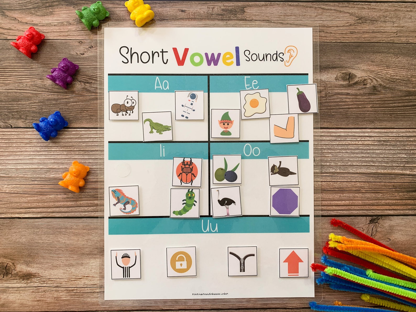 Short Vowel Sounds Game, Educational, Vowel Chart, Matching Game, Kids ...