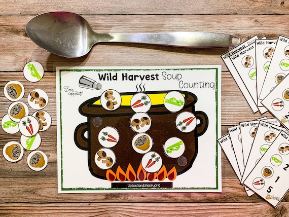 Preschool Counting Mat Wild Harvest Soup Counting Kids Fall | Etsy