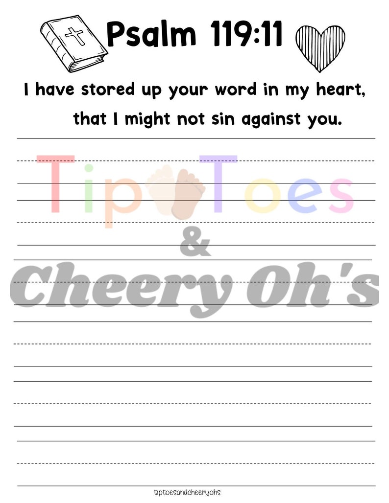 Psalm 119:11 Bible Activities for Kids Devotional Christian - Etsy