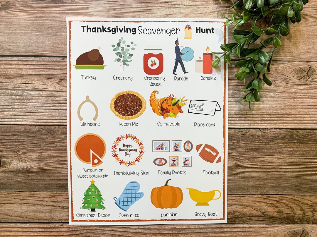 Kids Fall Activity, Thanksgiving Scavenger Hunt, Seek and Find Games ...