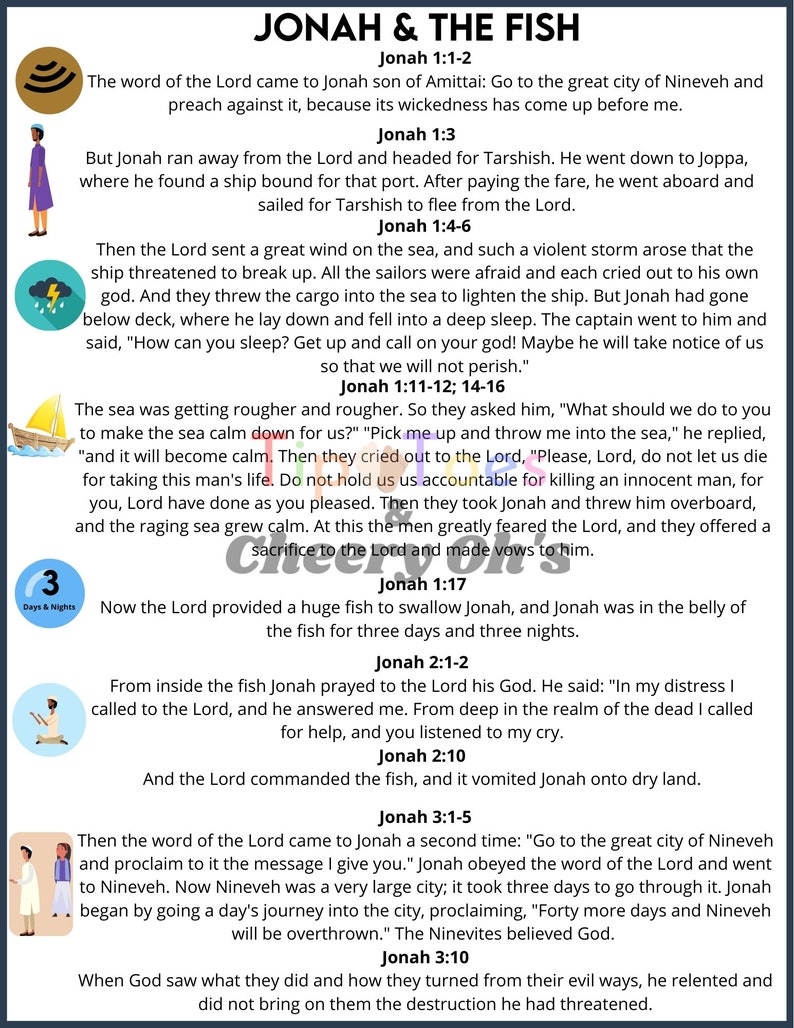 Jonah And The Whale Bible Activities For Kids Bible | Etsy