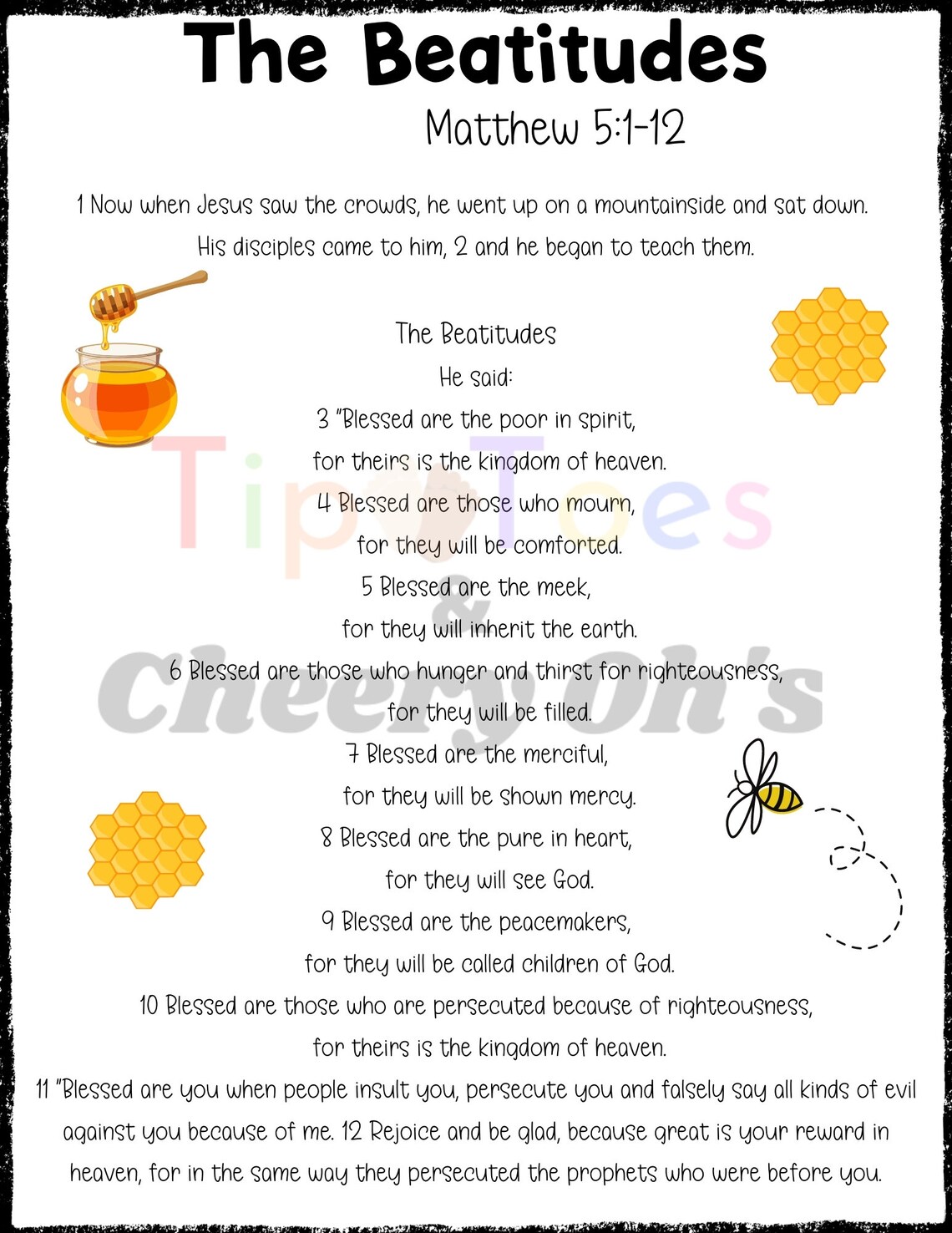 The Beatitudes Homeschool Printable Kids Bible Activity - Etsy