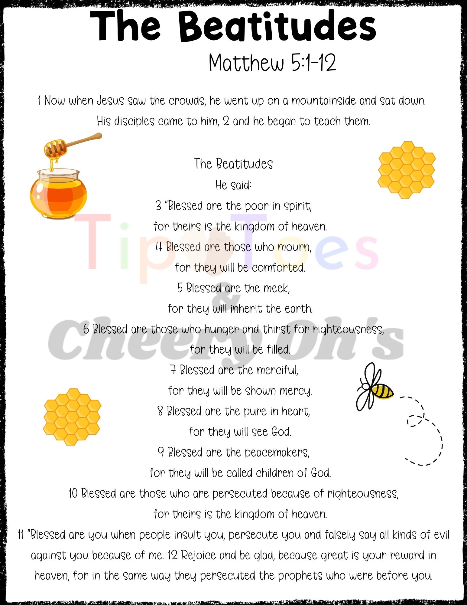 The Beatitudes Homeschool Printable Kids Bible Activity - Etsy UK